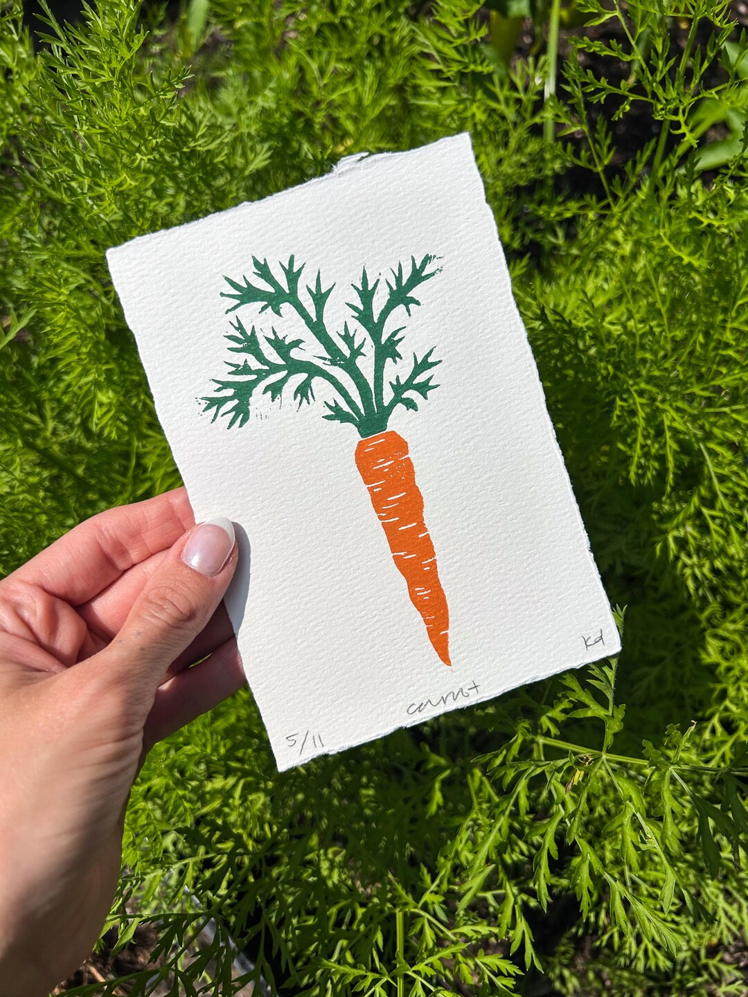 Carrot Block Print | Handmade Linocut | Kitchen Home Wall Art (4x6) - Etsy
