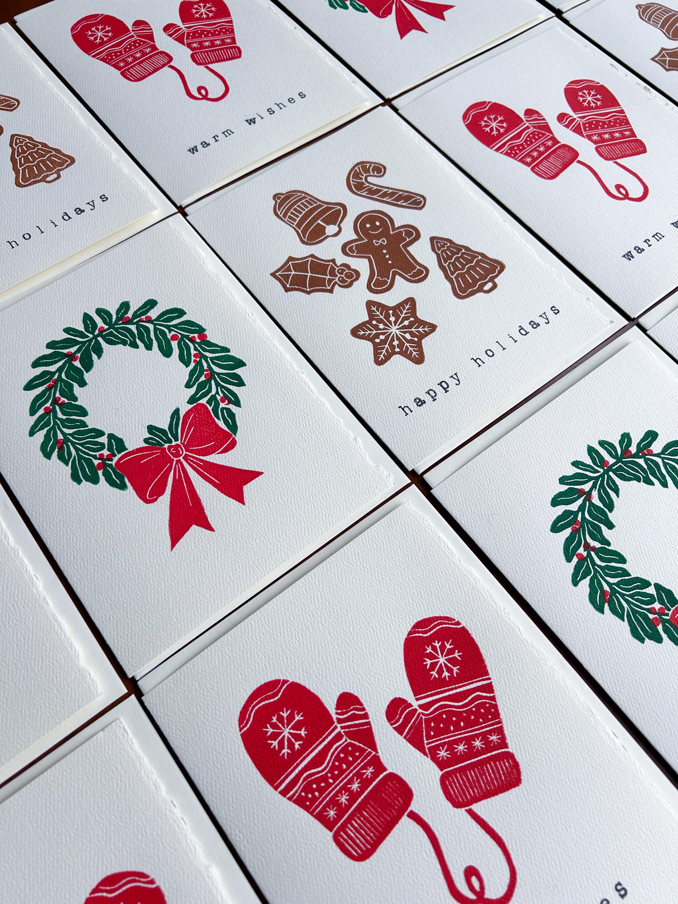 Christmas Holiday Greeting Cards (pack of 3) | Handmade Block Print ...