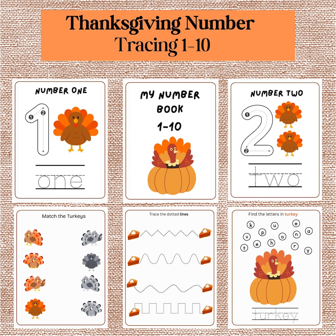 Thanksgiving Tracing Number Book 1-10 - Etsy