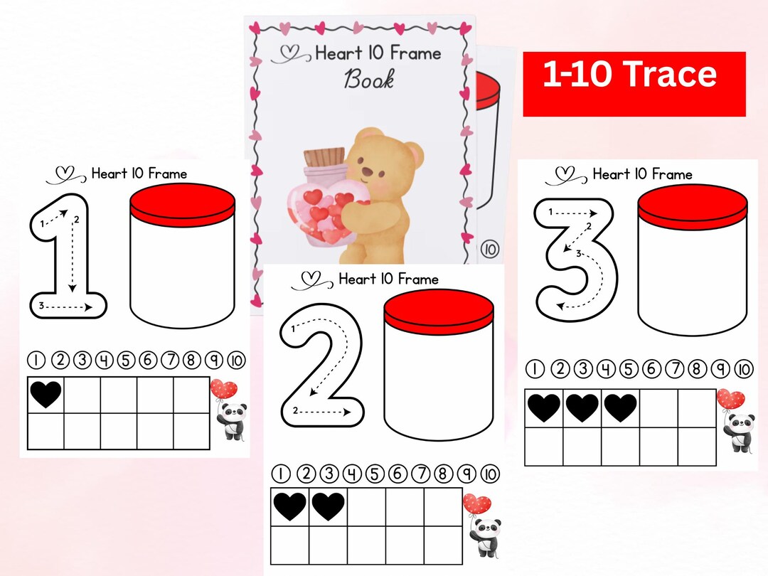 Valentine’s Day Number Tracing & Counting Activity (1–10) - Etsy