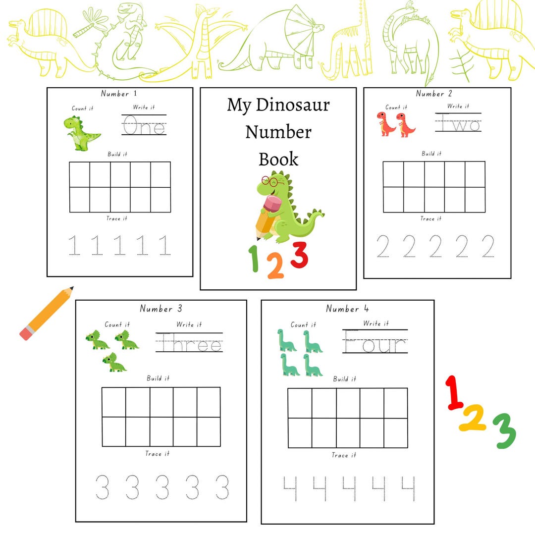 Dinosaur Number Book | Preschool Counting Workbook | 1–10 Printable ...