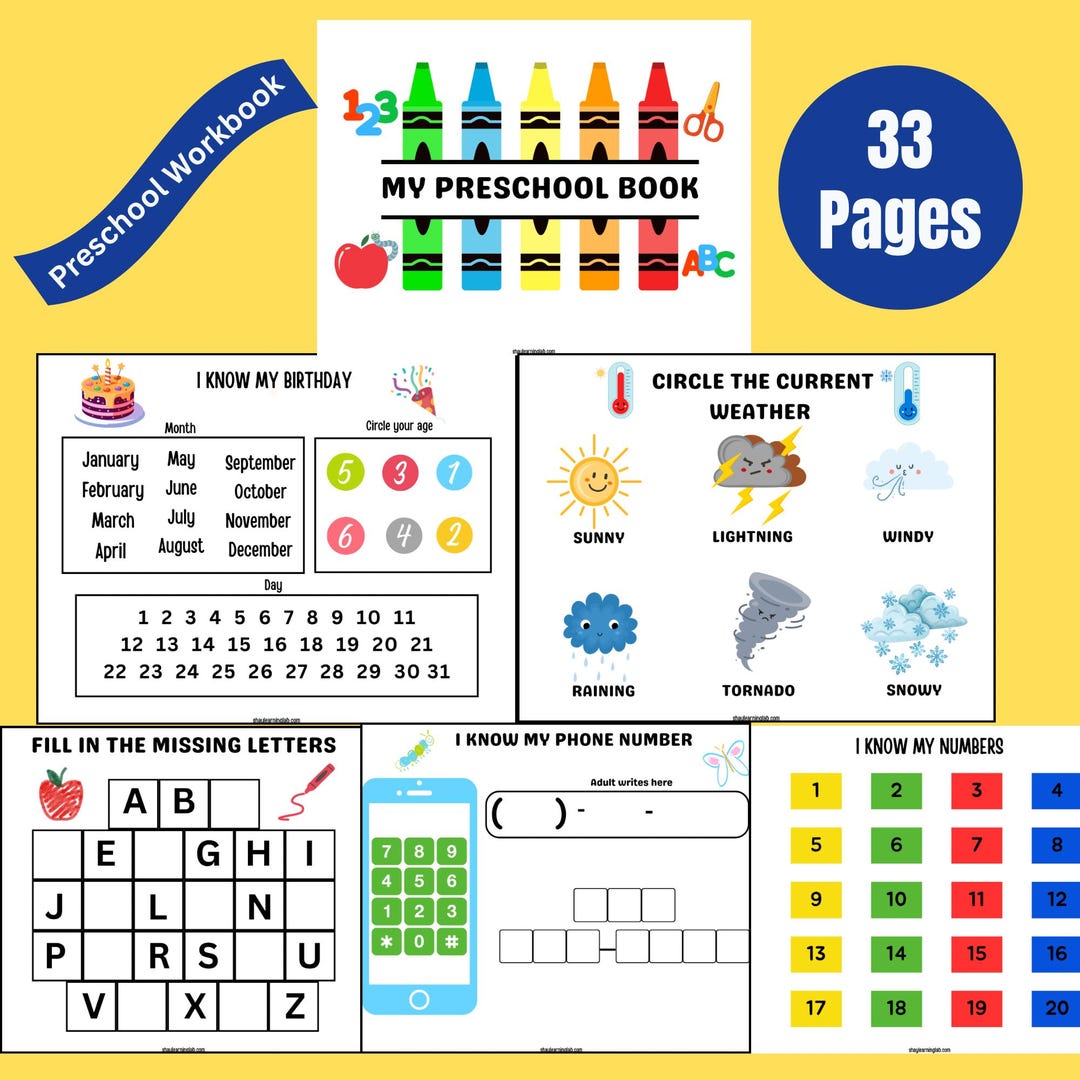 My Preschool Learning Book - Etsy