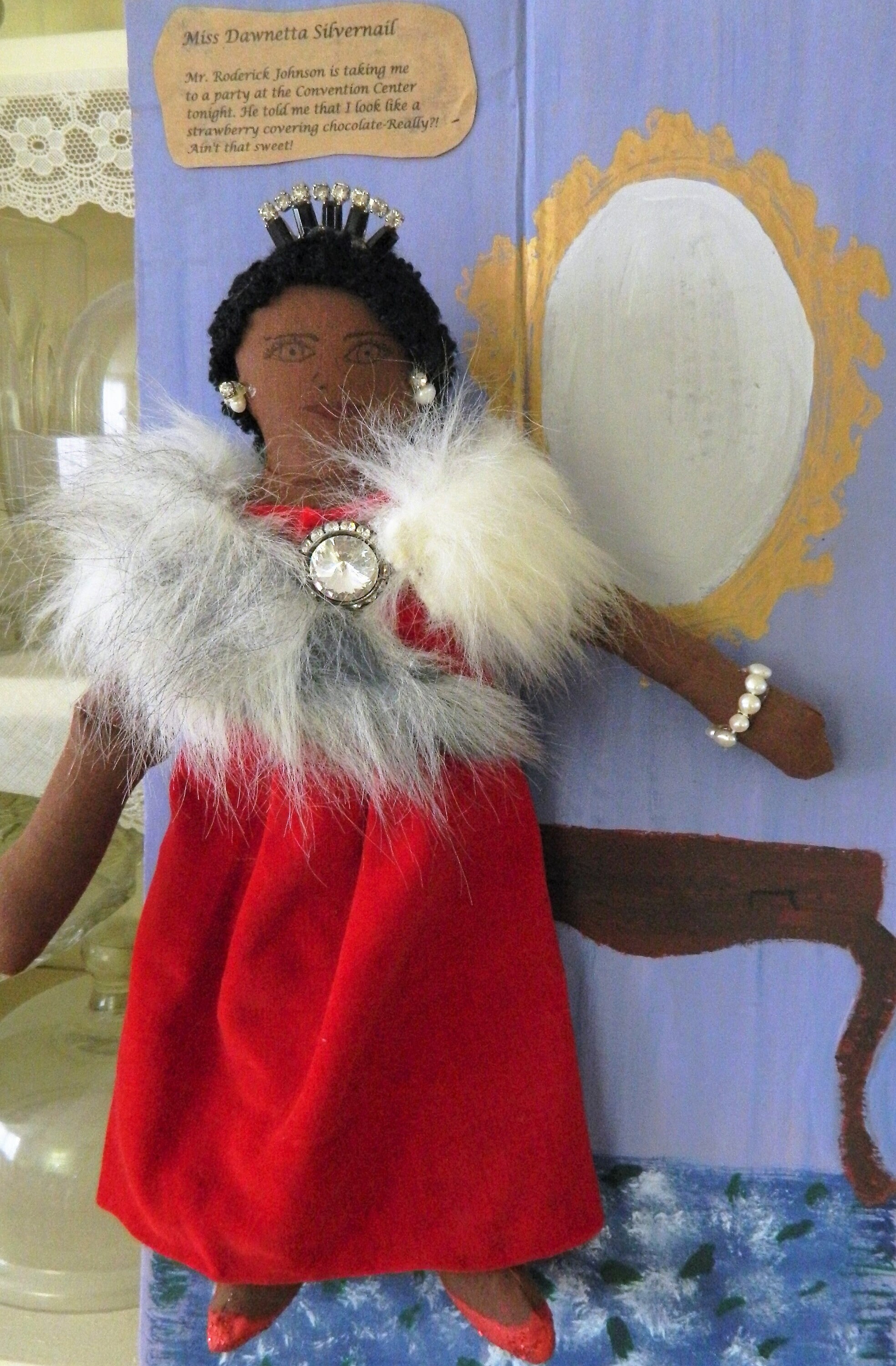 Art Doll: Ms. Dawnetta Silvernail in Red Velvet Dress - Etsy