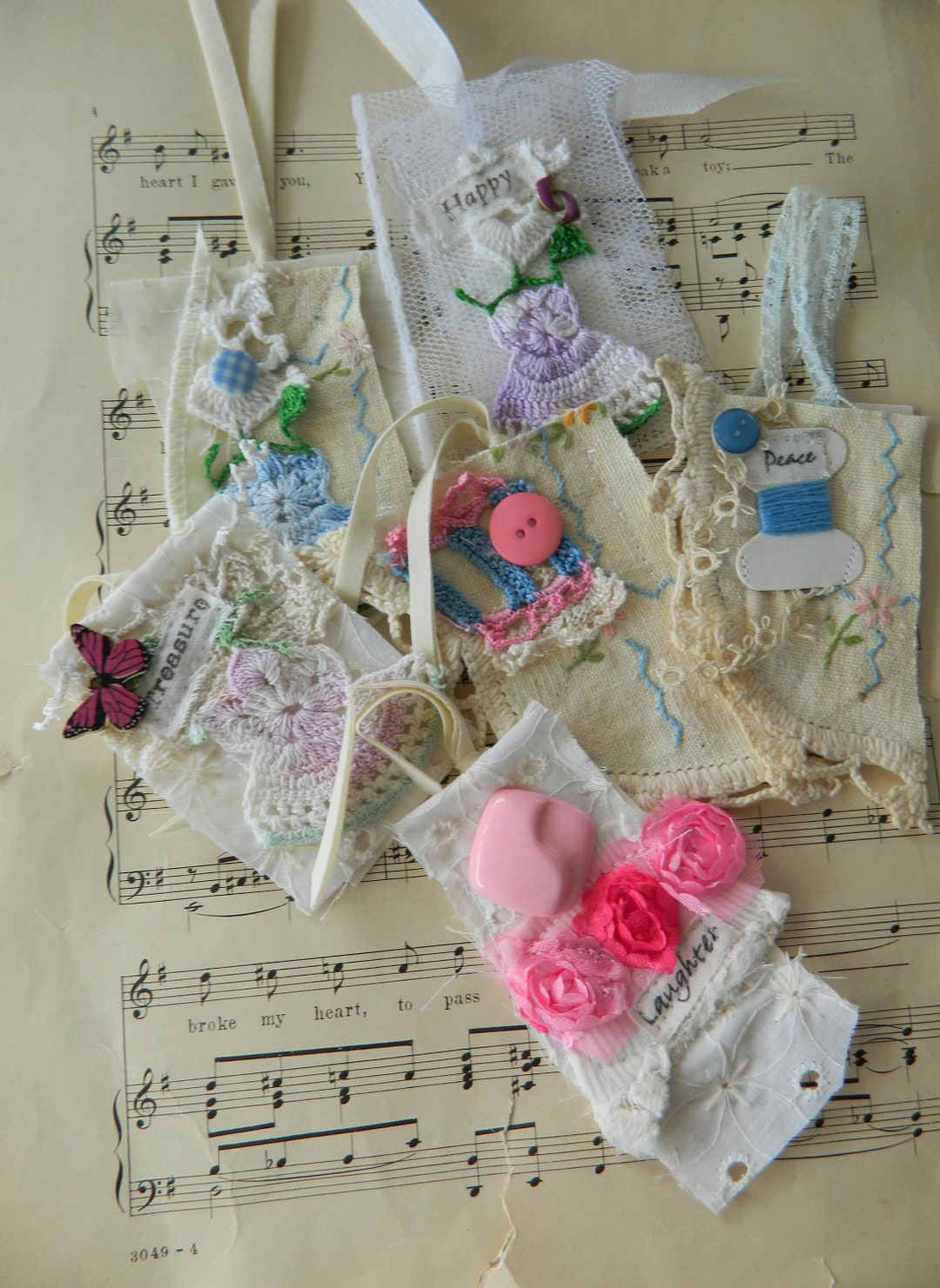 Embellished Paper Tags Shabby Journal Tags Set of Tags Junk Journal ...