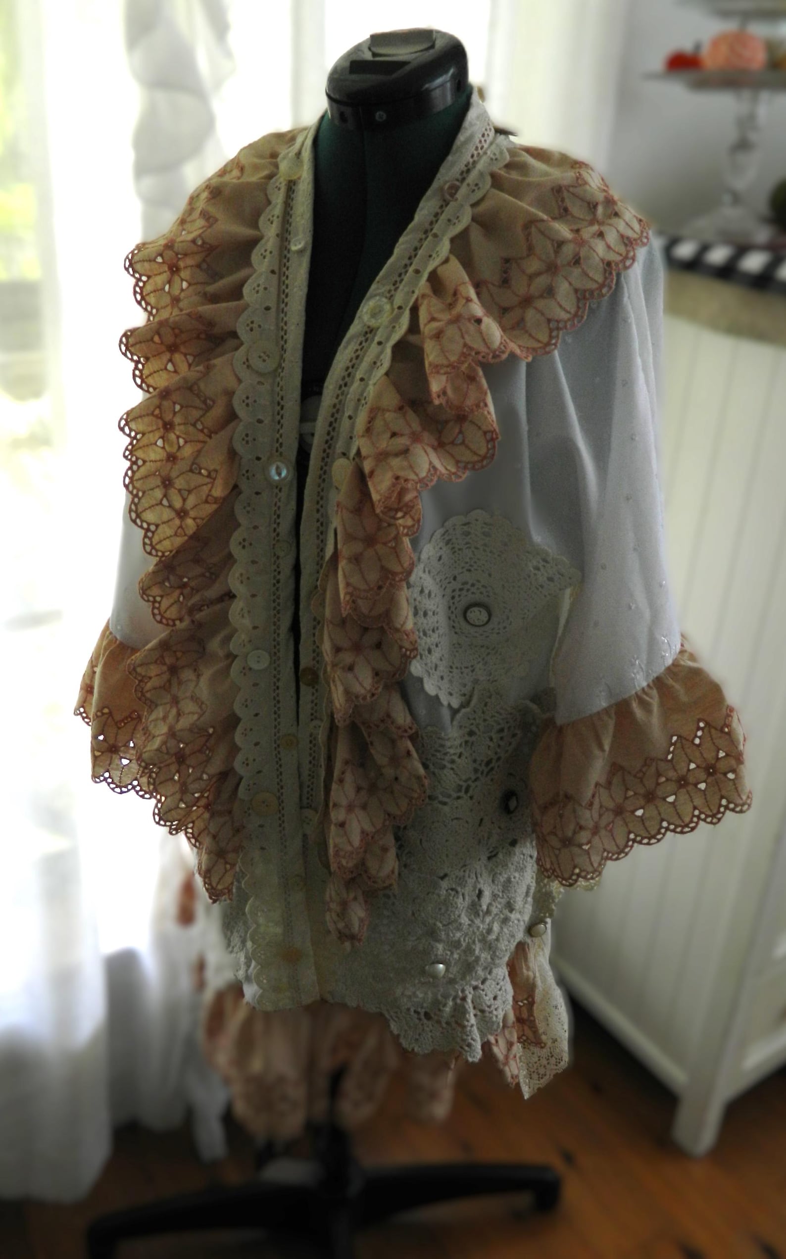 Upcycled Lace Jacket: Vintage Linens Shabby Chic Coat (size 6/8) - Etsy