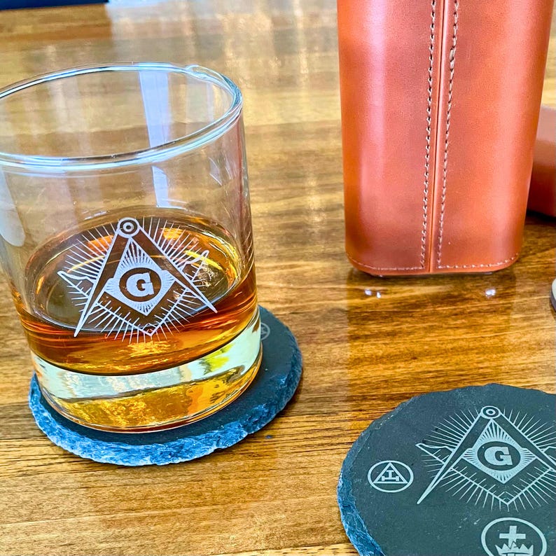 Masonic Short Drinking Glass, Scotch Glass, Whisky Glass, Freemason ...