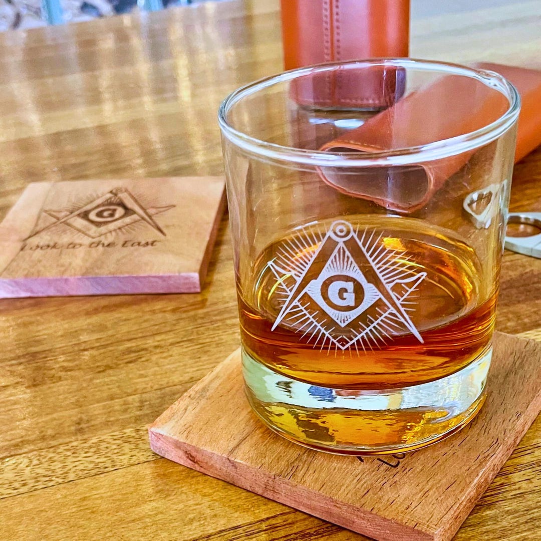 Masonic Short Drinking Glass, Scotch Glass, Whisky Glass, Freemason ...