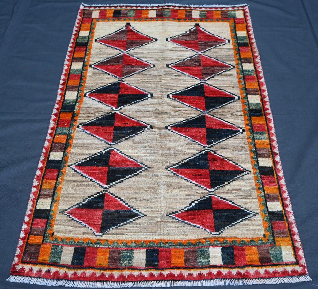 3'0 X 5'1 Ft Brownish Red Boho Rug , Hand Knotted Moroccan Area Rug ...