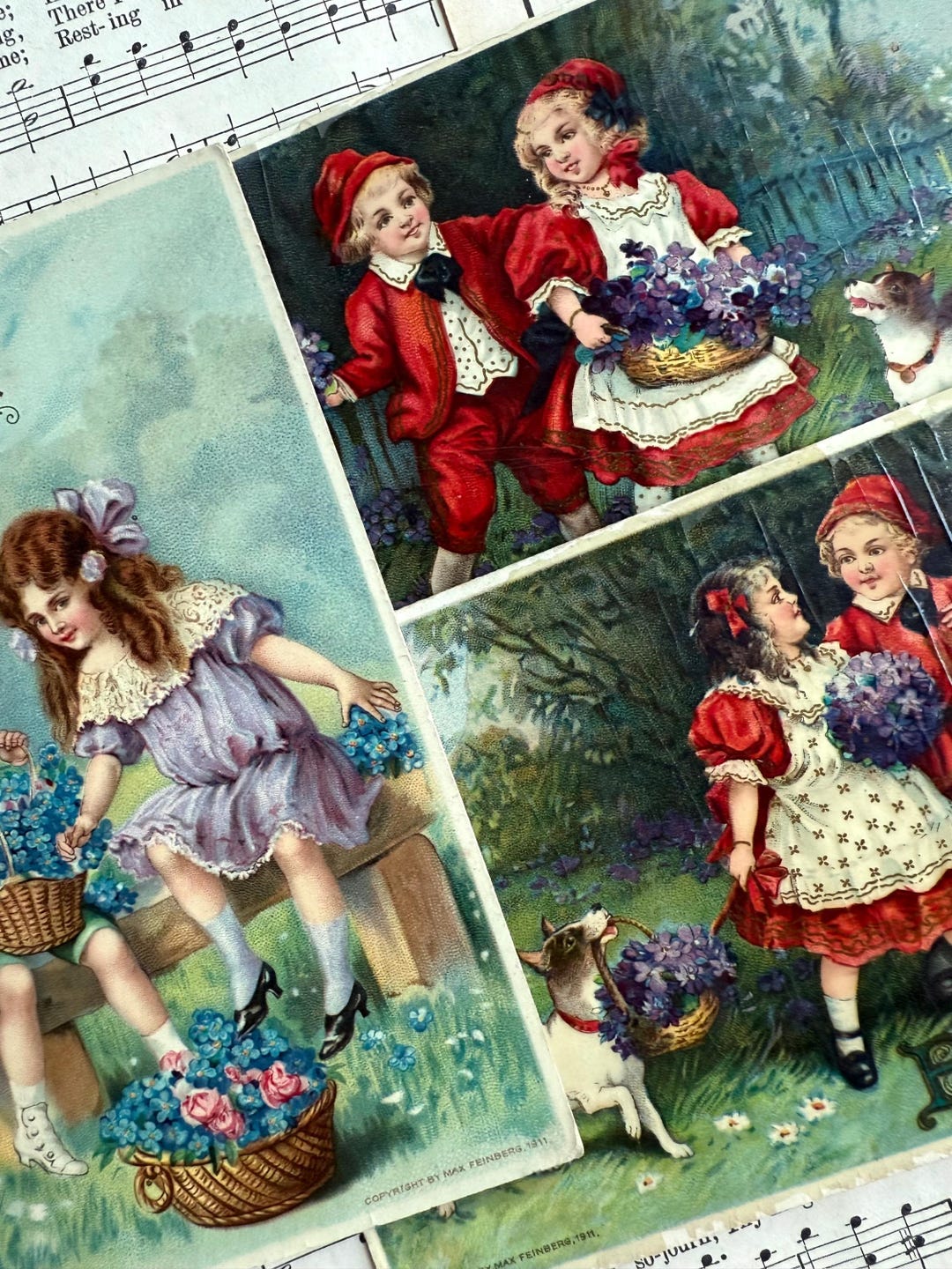 Antique 1911 Max Feinberg Birthday Greetings Postcards - Set of 3 - Etsy