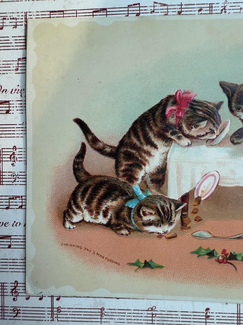 Christmas Kittens Victorian Trade Card - Etsy