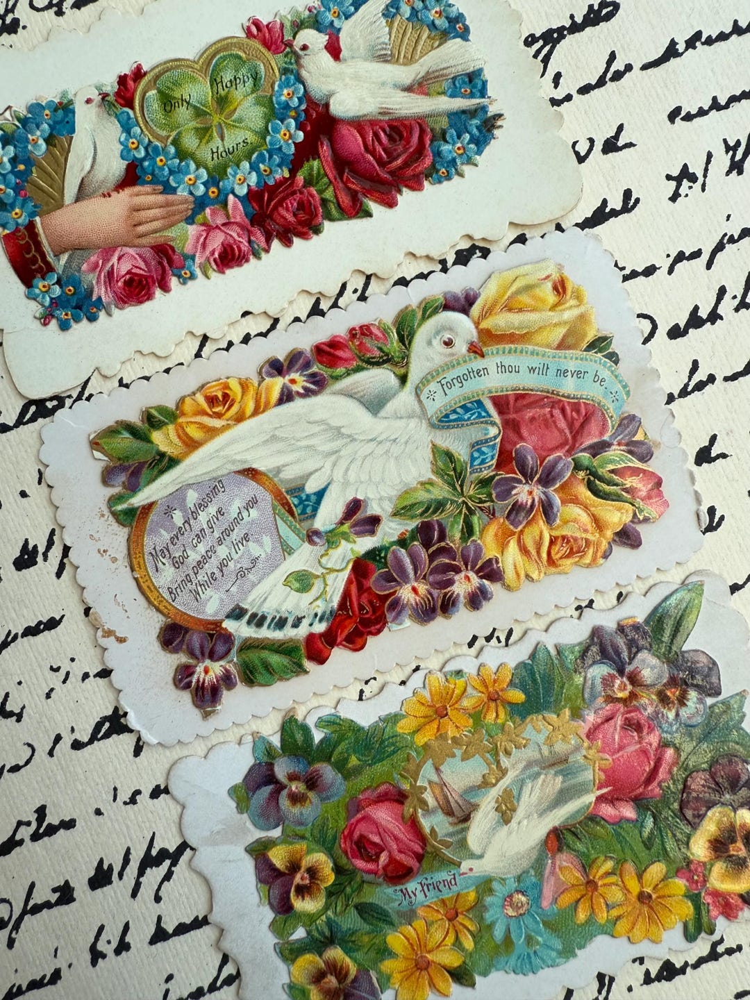 Victorian Era Lithograph Calling Cards Special Designs - Set of 3 - Etsy