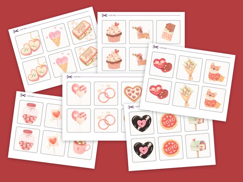 Valentine Memory Game Printable for Kids, Matching Card Activity for ...