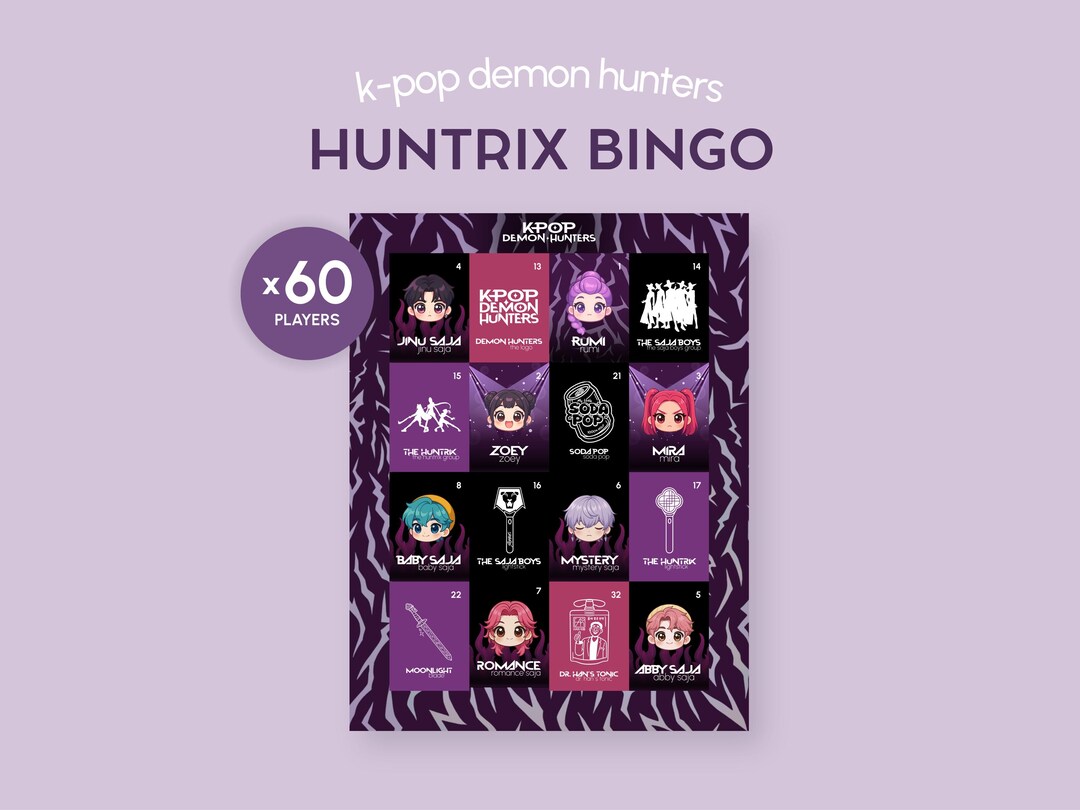 Huntrix Loteria Game Inspired Kpop Demon Hunters Bingo Printable ...