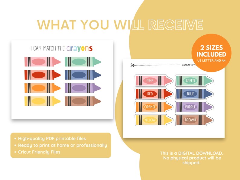 Printable Montessori Crayon Color Matching Activity for Toddlers and ...