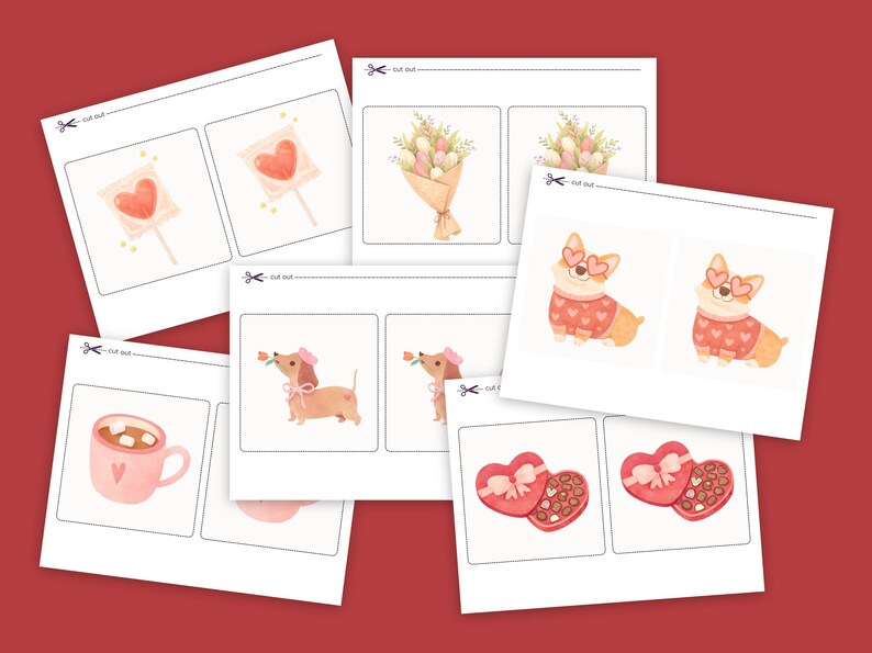 Valentine Memory Game Printable for Kids, Matching Card Activity for ...