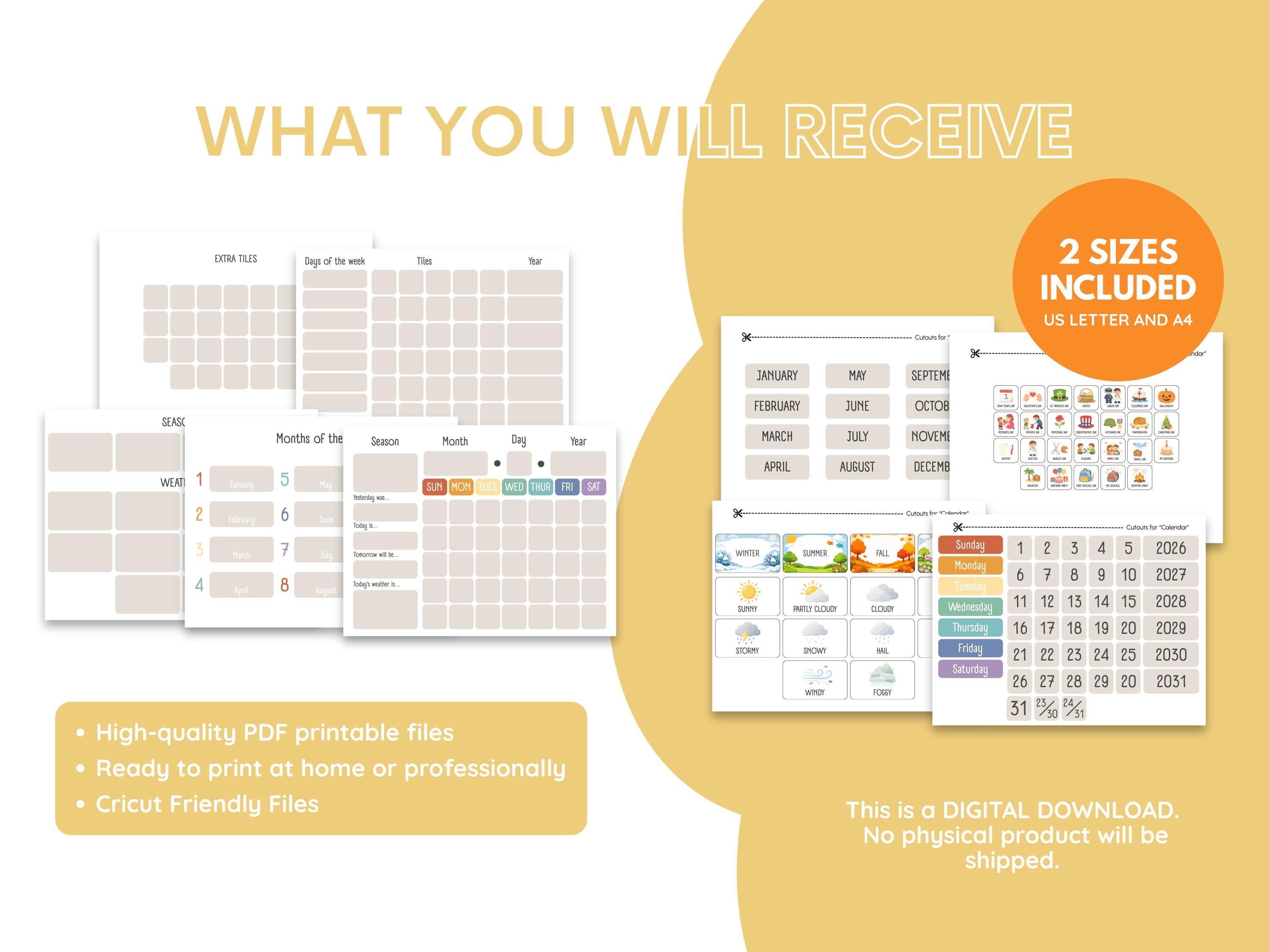 Printable & Editable Montessori Calendar Activity for Toddlers and ...