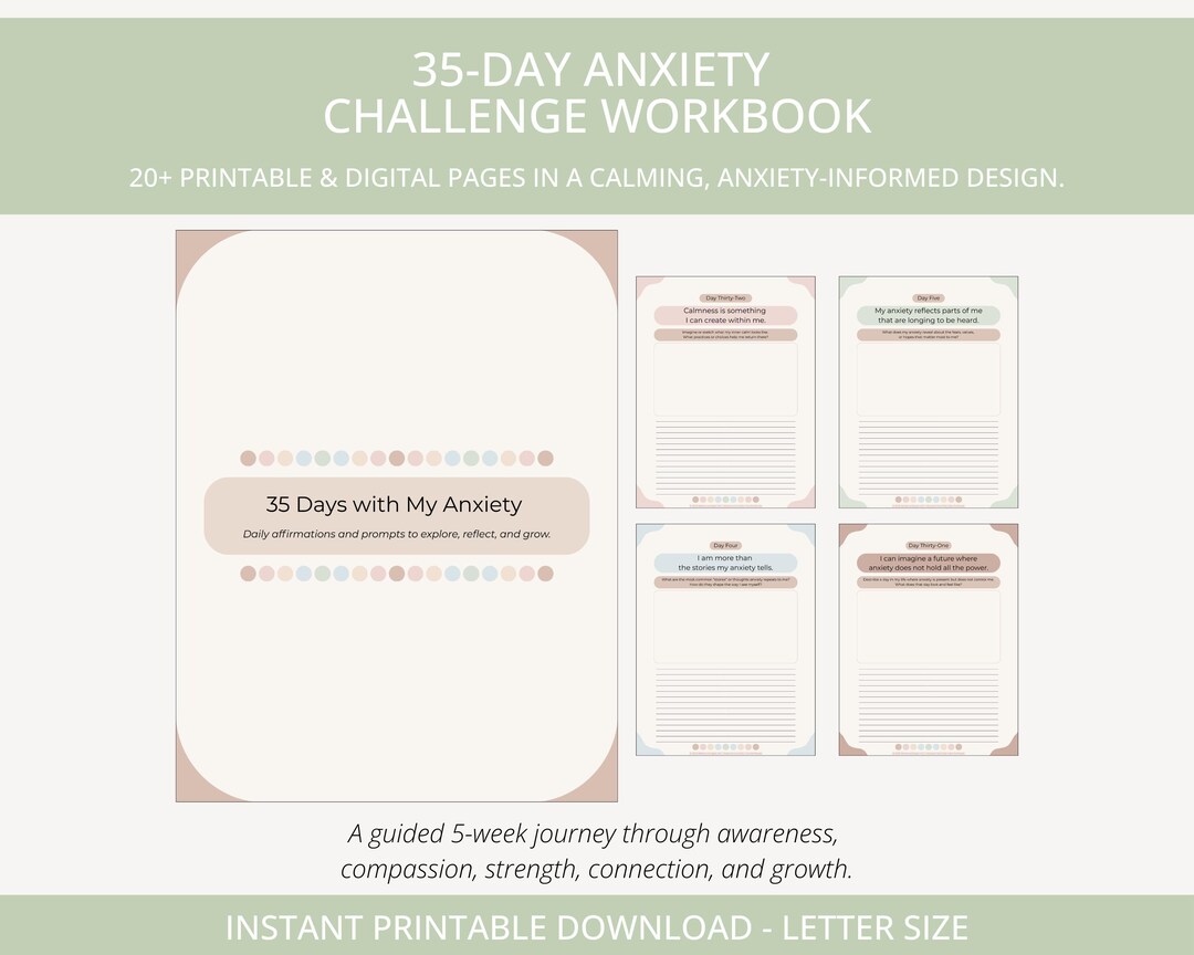 35-day Anxiety Challenge Workbook | Guided Journal With Daily Prompts ...