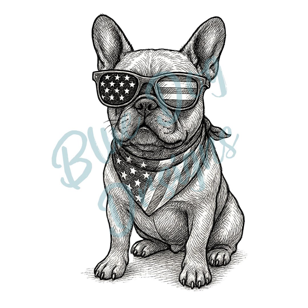 3 French Bulldog With American Flag Glasses Images, Digital Download ...