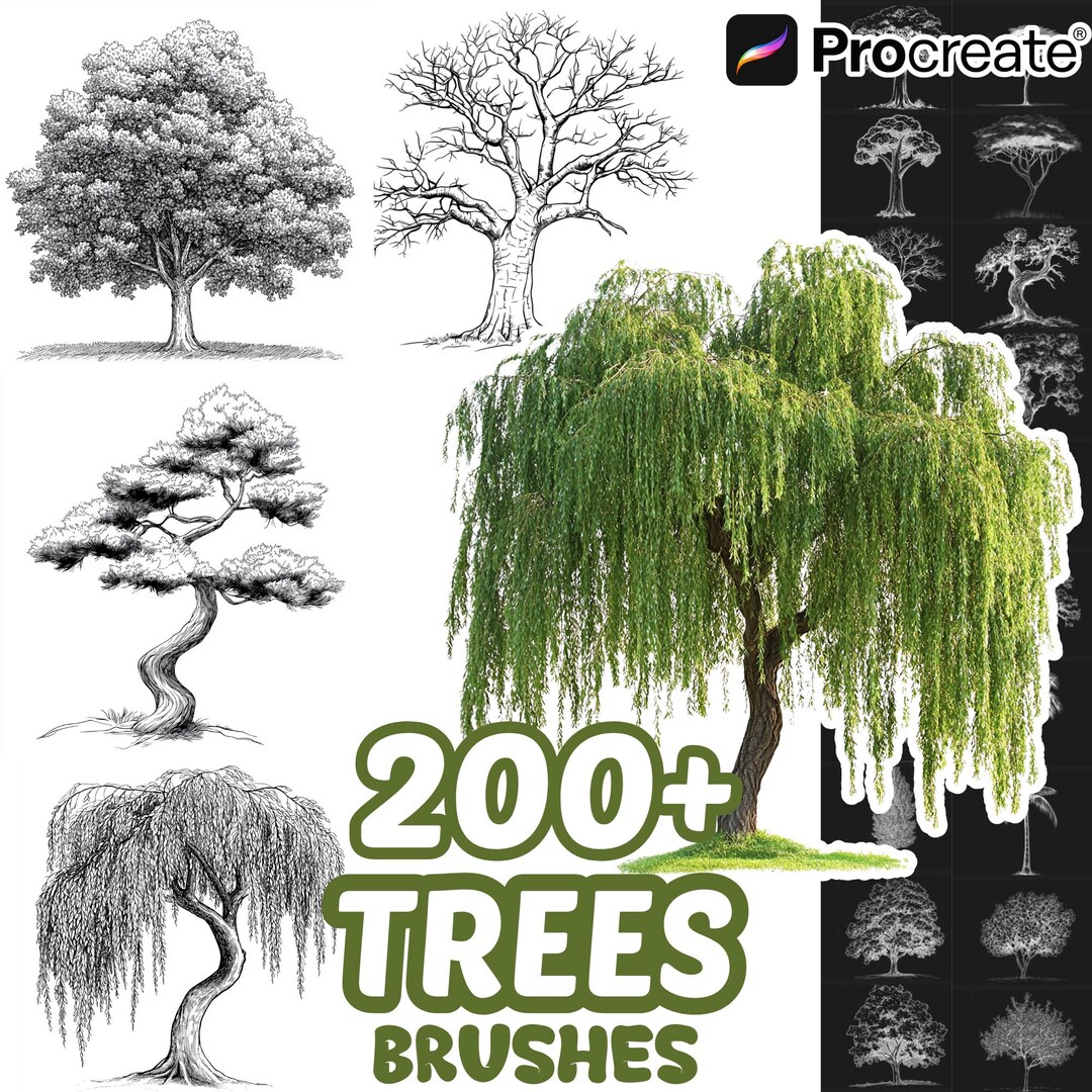 Procreate Trees Brushes, 200+ Trees Procreate Brushes, Nature Procreate ...