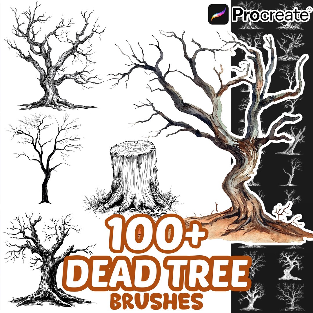 Procreate Dead Trees Brushes, 100+ Trees Procreate Stamps, Nature ...