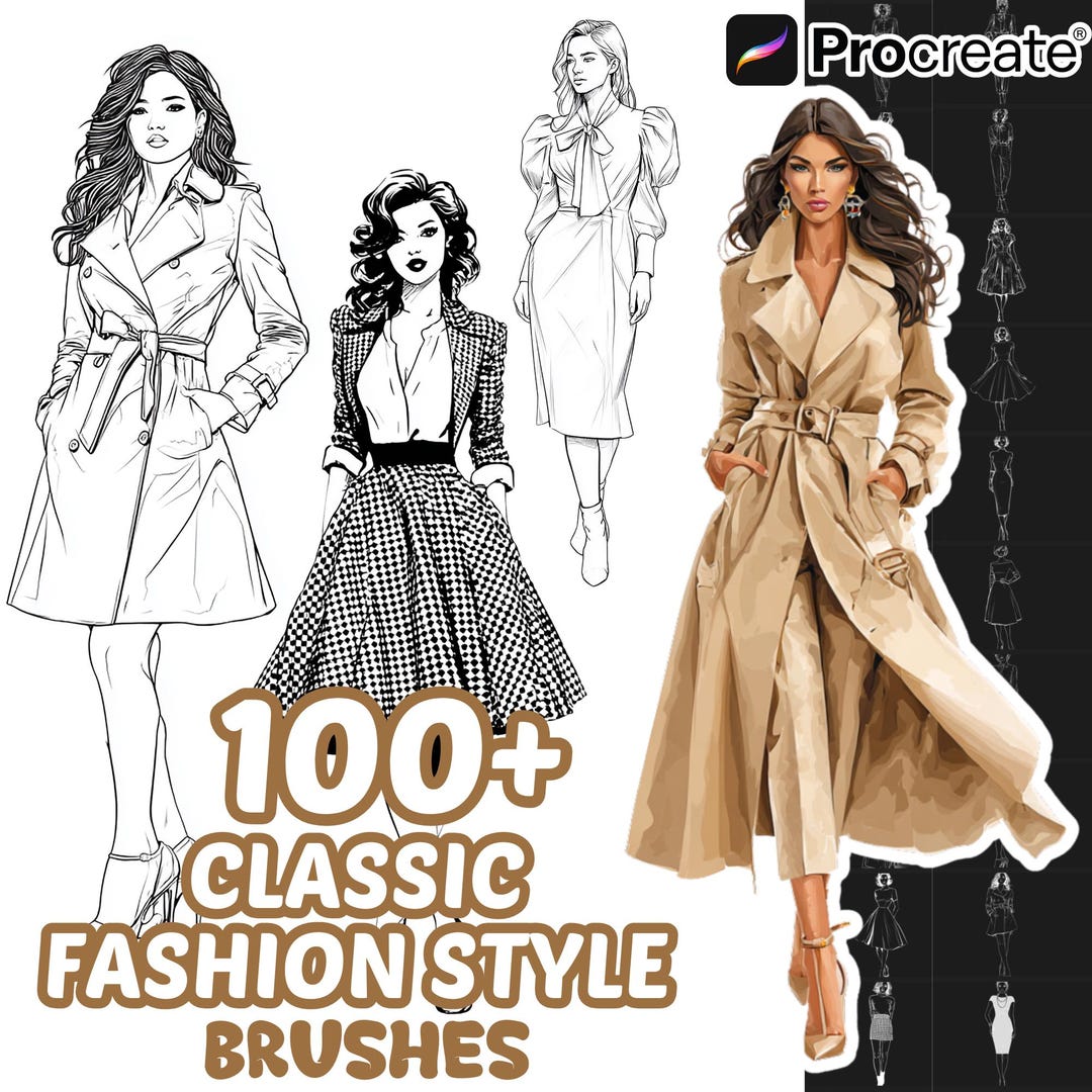 Procreate Fashion Brushes, 100+ Classic Fashion Style Procreate Brushes ...
