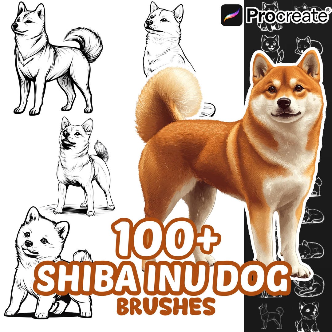 Procreate Shiba Inu Dogs Animals Brushes, 100+ Shiba Inu Dog Animal ...