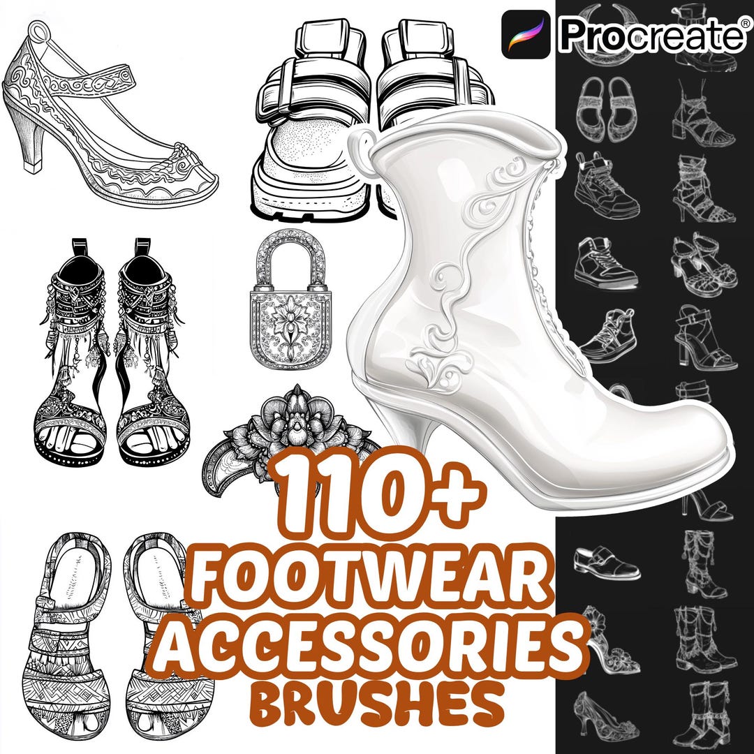 Procreate Footwear Brushes, 110+ Footwear Accessories Procreate Brushes ...