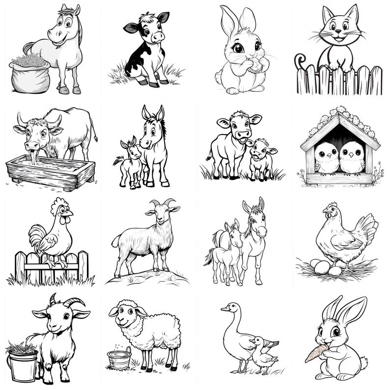 Procreate Farm Animals Brushes, 250 Cartoon Farm Animals Procreate ...