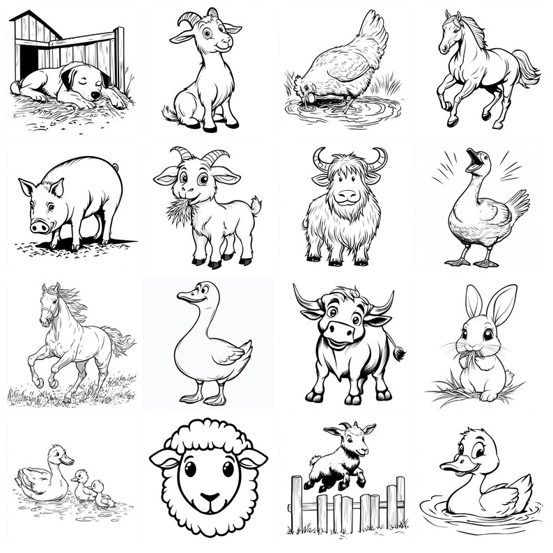 Procreate Farm Animals Brushes, 250 Cartoon Farm Animals Procreate ...