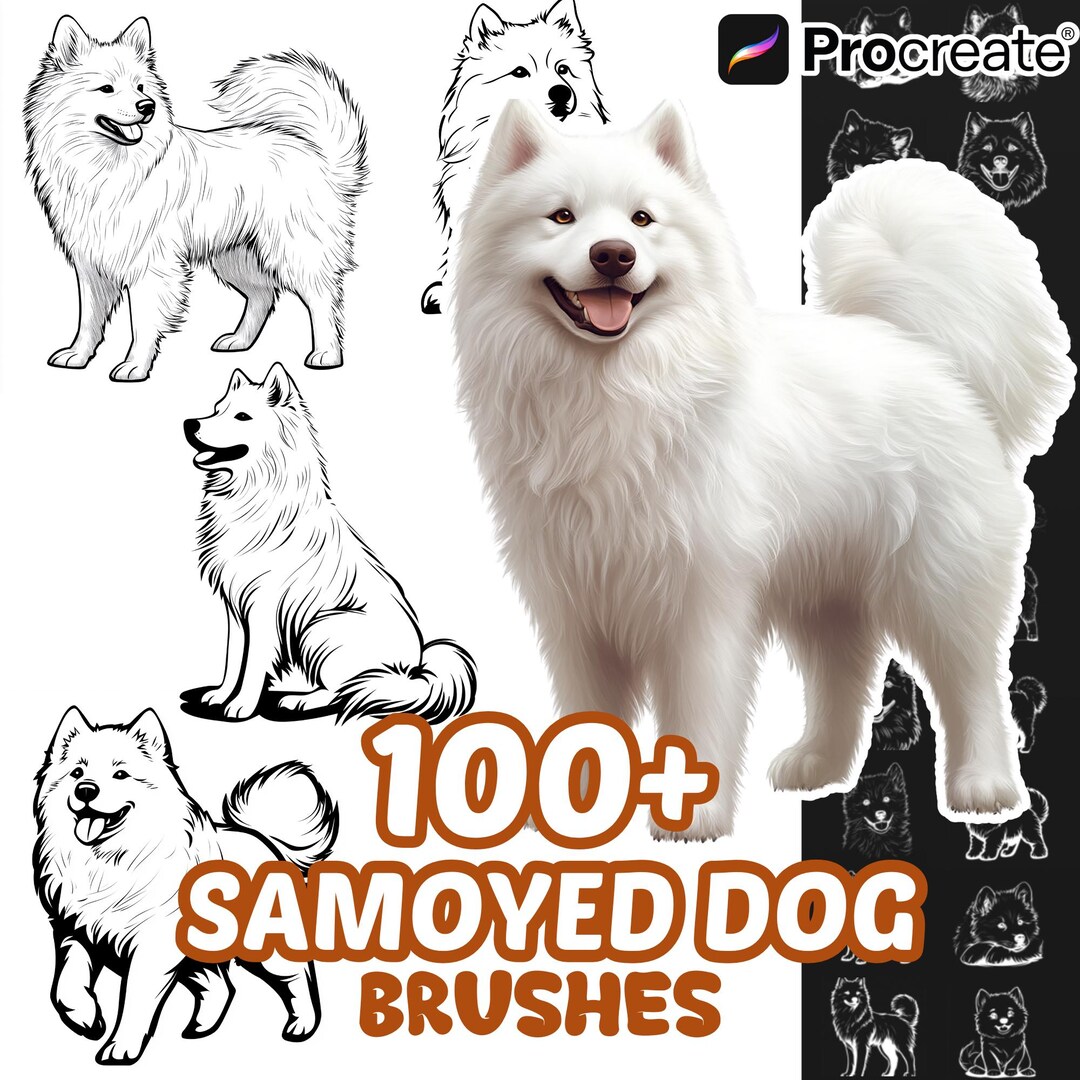 Procreate Samoyed Dogs Animals Brushes, 100+ Samoyed Dog Animal ...
