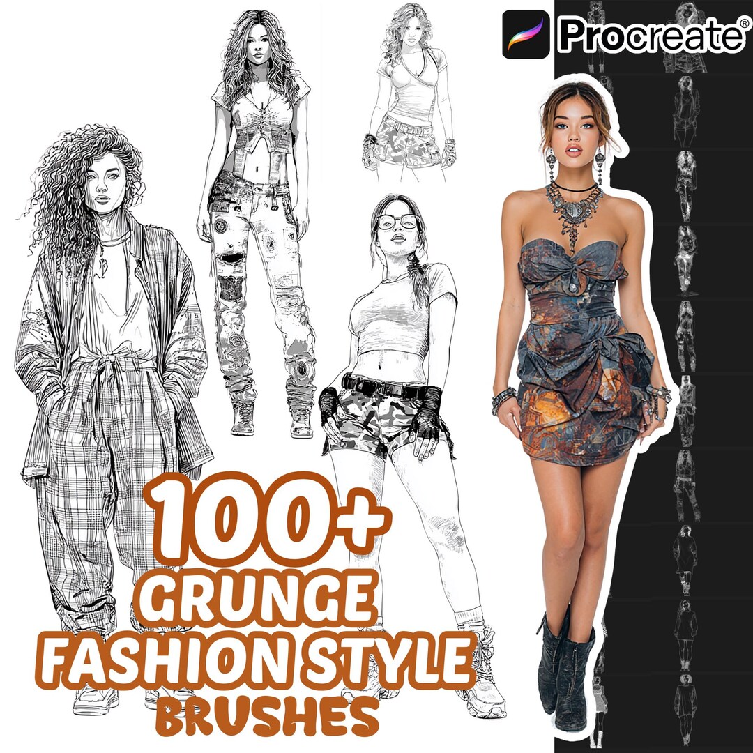 Procreate Fashion Brushes, 100+ Grunge Fashion Style Procreate Brushes ...