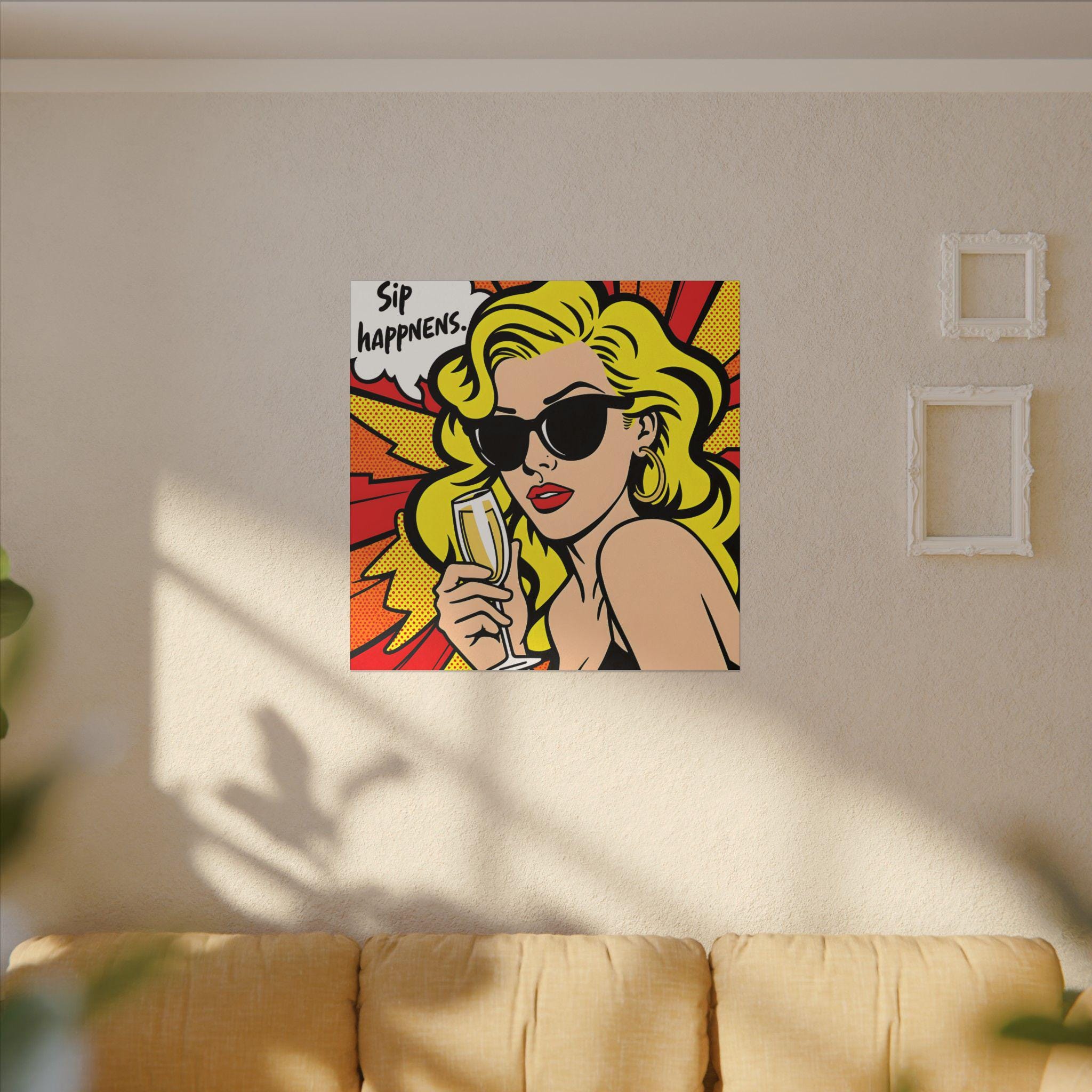 Sip Happens - Bold Comic Pop Art Print; Lichtenstein Style; Maximalist ...