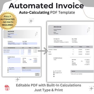Auto-calculating Invoice Template | Modern Gray Fillable PDF - Etsy