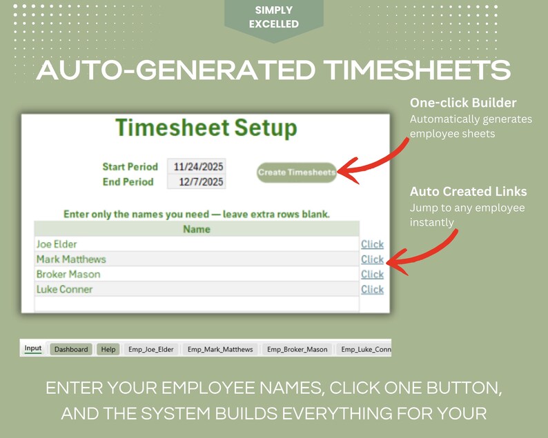Automated Timesheet Tracker | Auto-create Employee Sheets, One-click Dashboard, PDF Reports ...