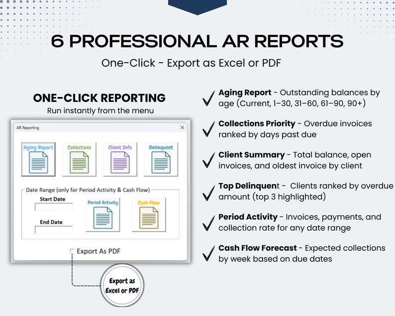 Excel Invoice Tracker | One-click Cash Flow Forecast | AR Dashboard ...
