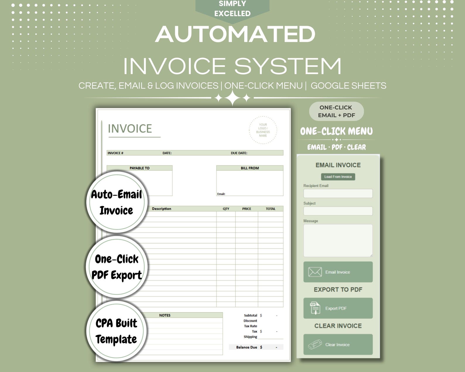 Automated Invoice Template | Invoice Generator | One-click Email & PDF ...