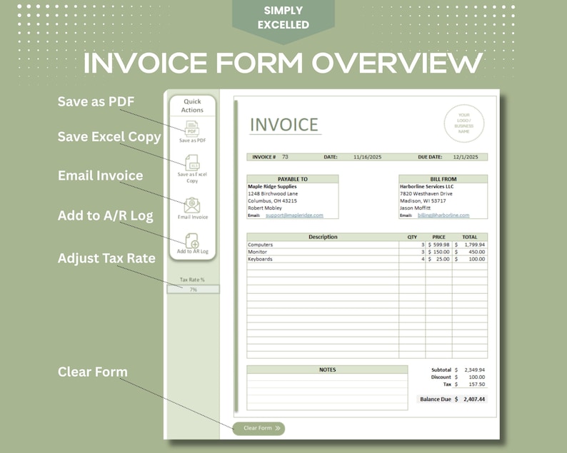 Excel Invoice Automation System | Auto-invoice, AR Log, Dashboard, PDF ...