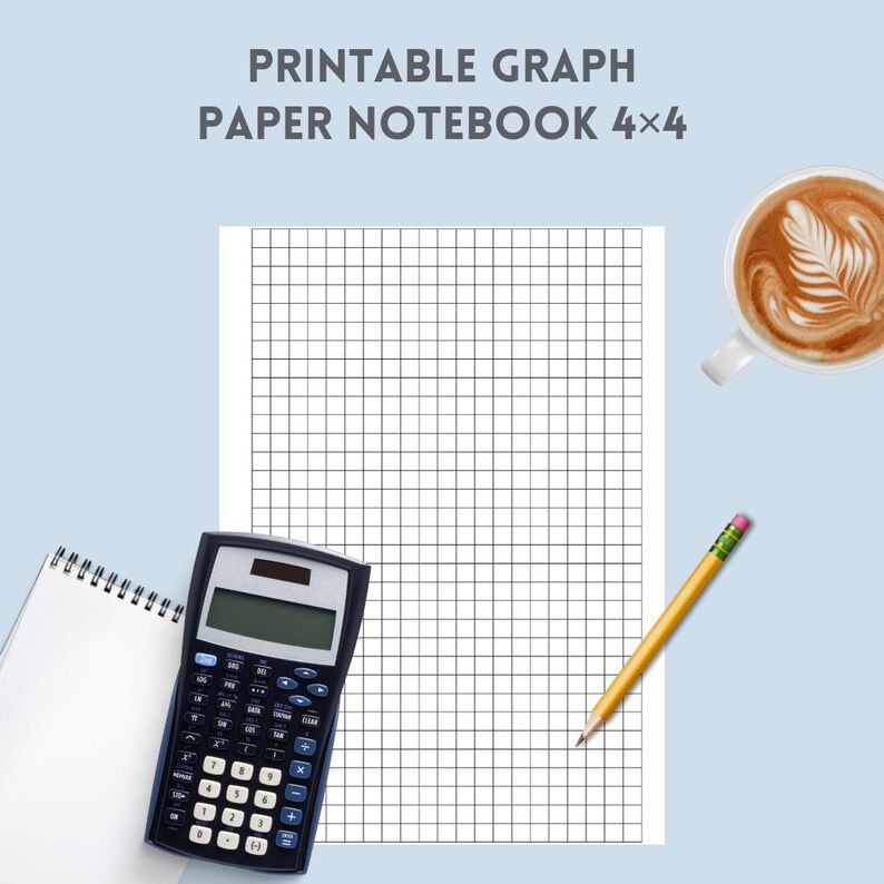 Grid Paper Sheets 4x4 Inch – Printable 4x4 Graph Paper PDF Download, 24-page Digital Notebook ...