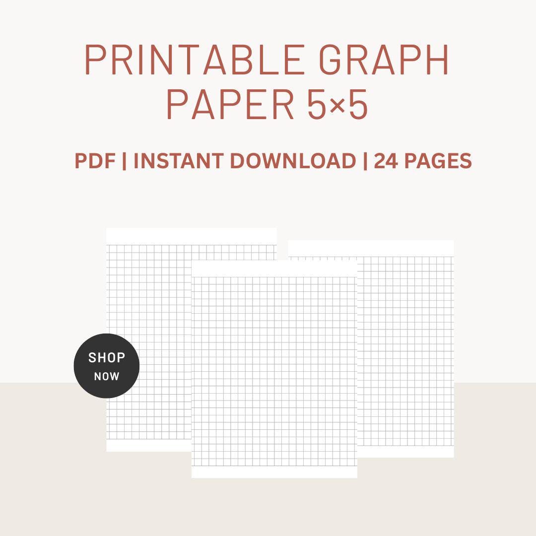 Grid Graph Template Printable PDF – 5x5 Digital Grid Paper Download for ...