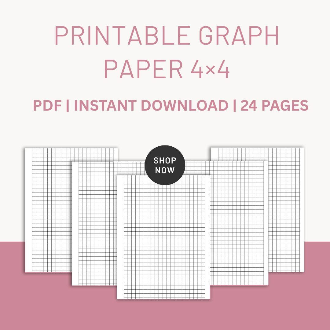 Grid Paper Sheets 4x4 Inch – Printable 4x4 Graph Paper PDF Download, 24 ...