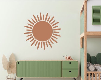 Sun Wall Decal, Large Rising Sun Decal, Boho Half Sun Wall Sticker ...