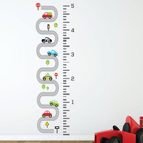 Road With Cars Growth Chart Wall Decal Wall Decals-car Wall - Etsy