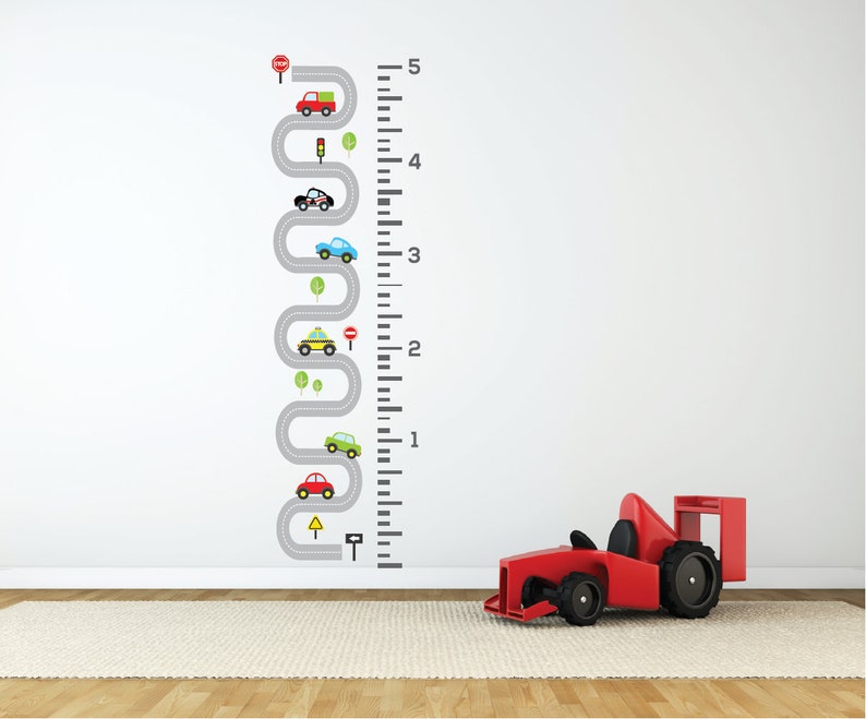 Road With Cars Growth Chart Wall Decal Wall Decals-car Wall - Etsy