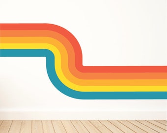 Retro Stripe Wall Decal / Retro Stripes / Retro Wall Art / Stripe Wall ...