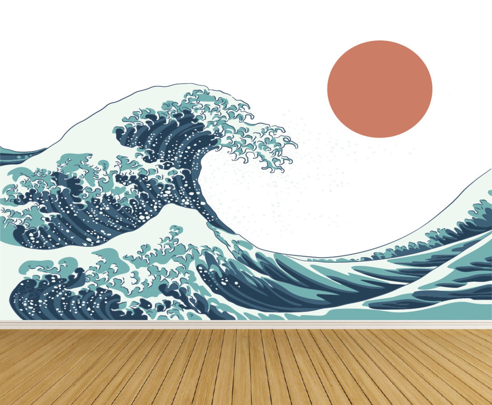 Wave Wall Mural / Wall Decals / Peel and Stick / Ocean Wall - Etsy