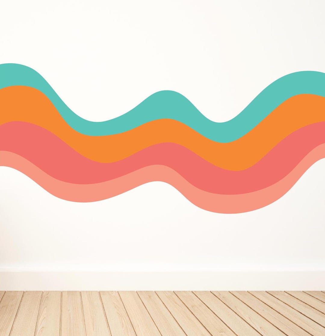 Wavy Stripe Retro Wall Decal / Retro Stripes / Stripe Wall Decal / Wave ...