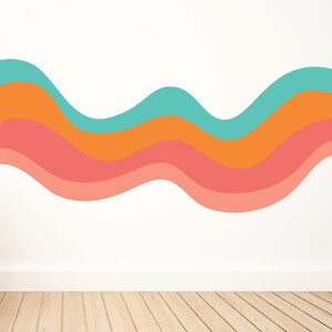Wavy Stripe Retro Wall Decal / Retro Stripes / Stripe Wall Decal / Wave ...