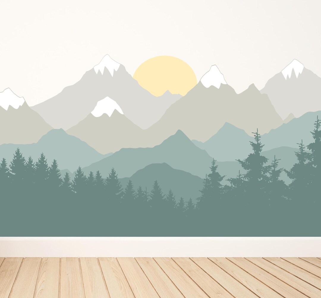 Mountain Wall Mural / Removable and Reusable Wall Decals / Boho ...