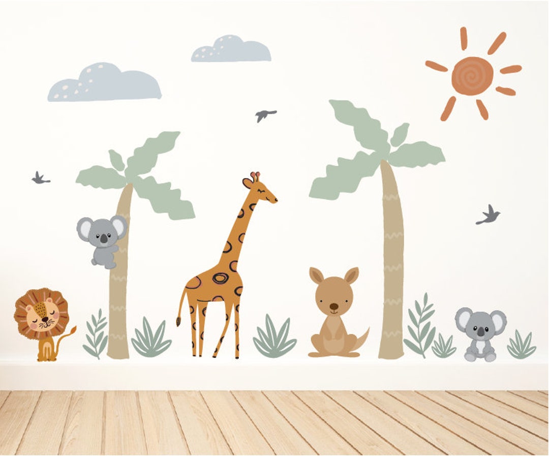 Safari Wall Decal Set for Kids, Safari Animals, Wall Decal, Aussie ...