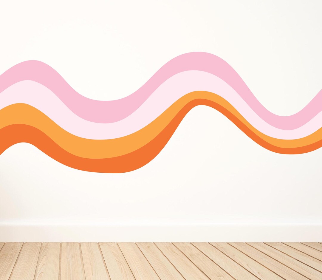 Wavy Stripe Retro Wall Decal / Retro Stripes / Stripe Wall Decal / Wave ...